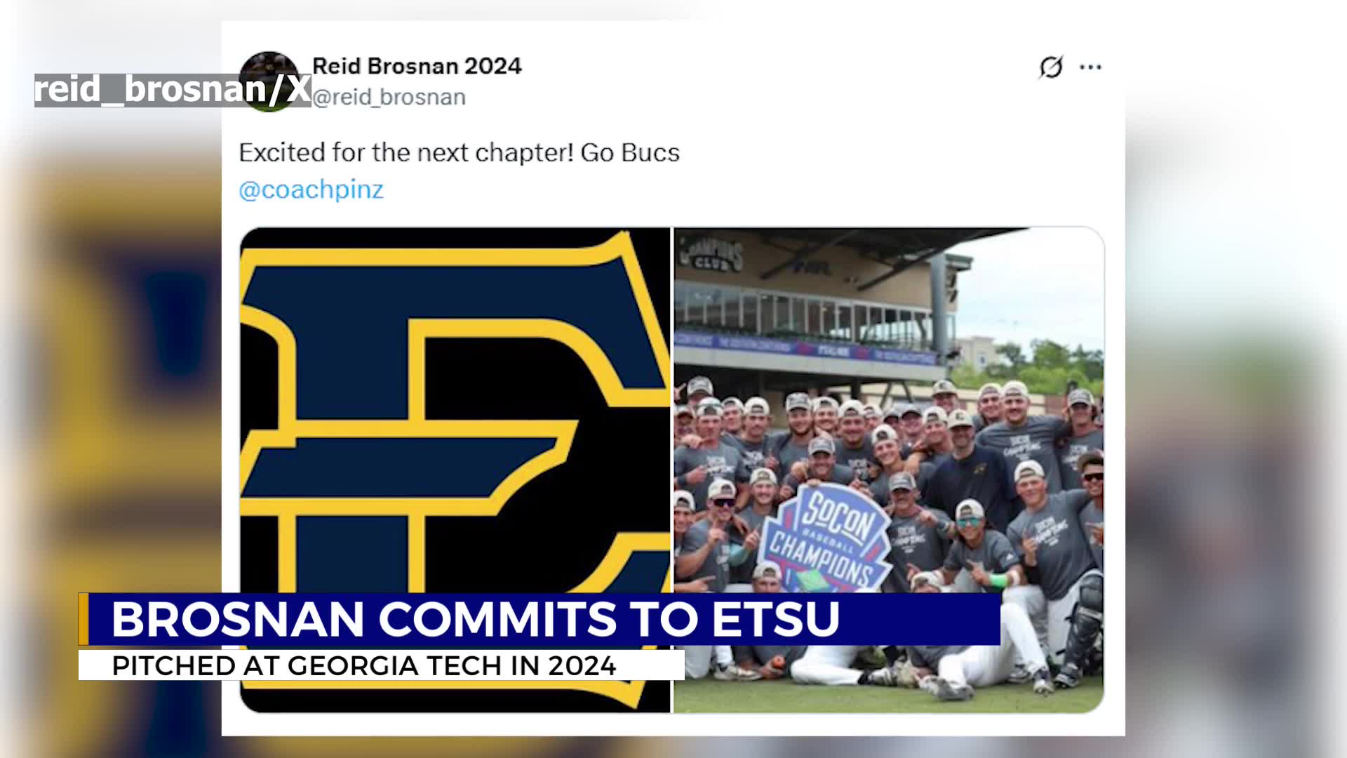 Bucs baseball adds Brosnan from the transfer portal – WJHL | Tri-Cities ...