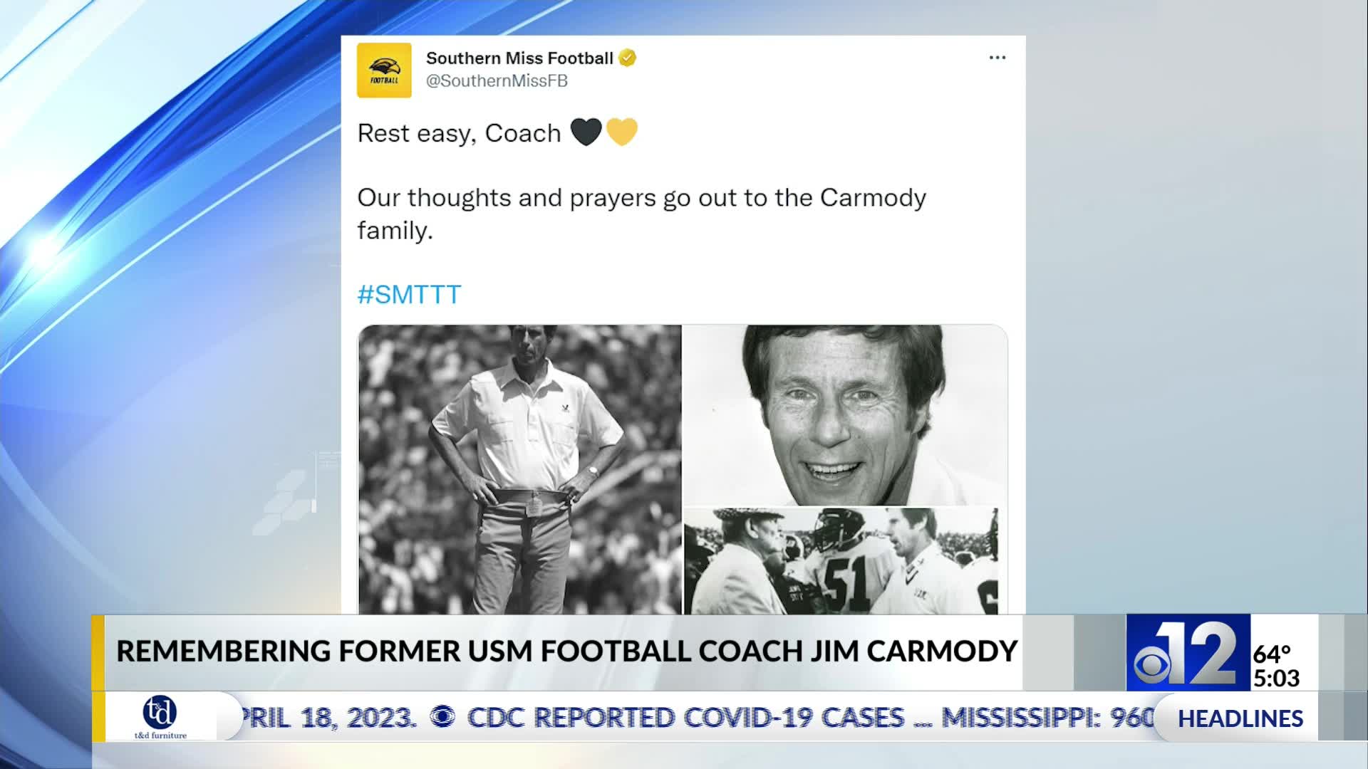 Former Southern Miss football coach Jim Carmody dies – WJTV