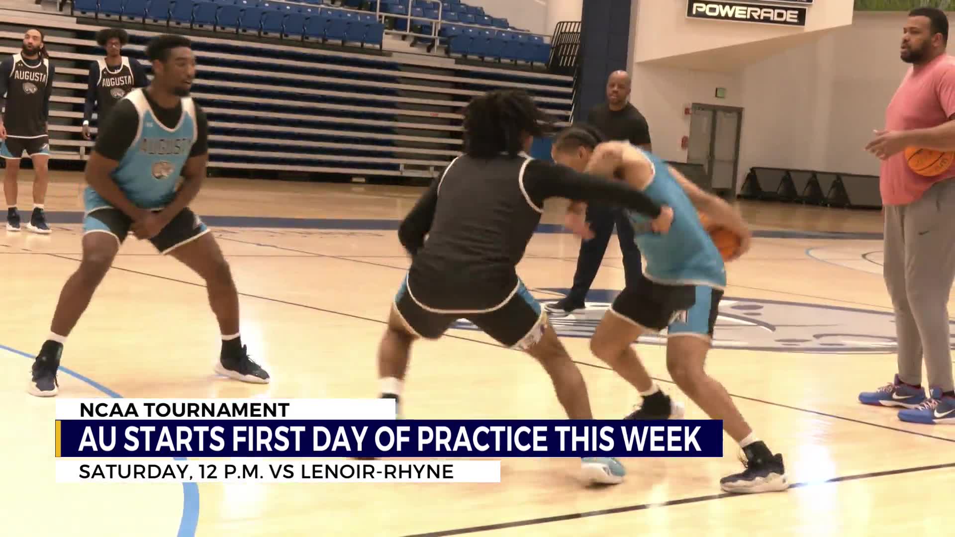 Augusta men’s basketball team practicing for NCAA tournament game in ...