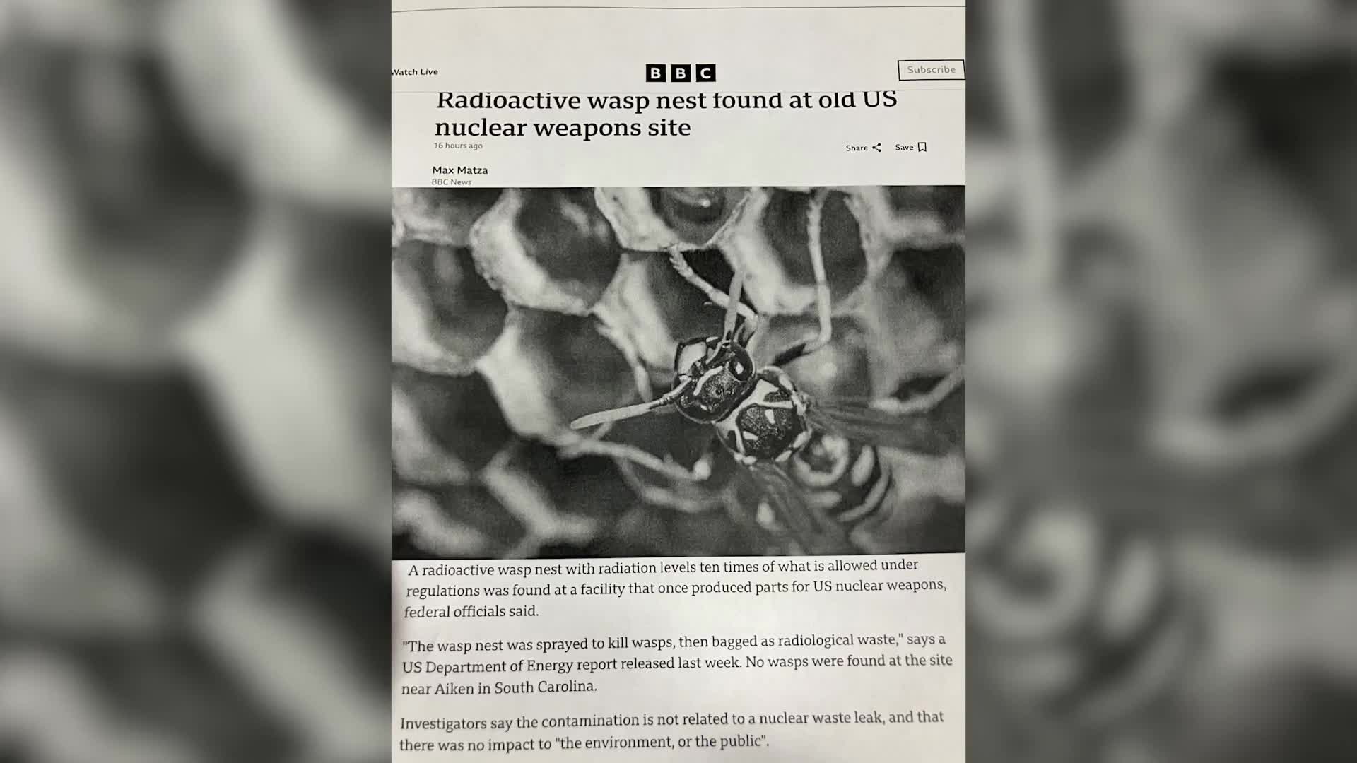 They came from SRS! CSRA locals react to ‘radioactive wasps’ news – WJBF