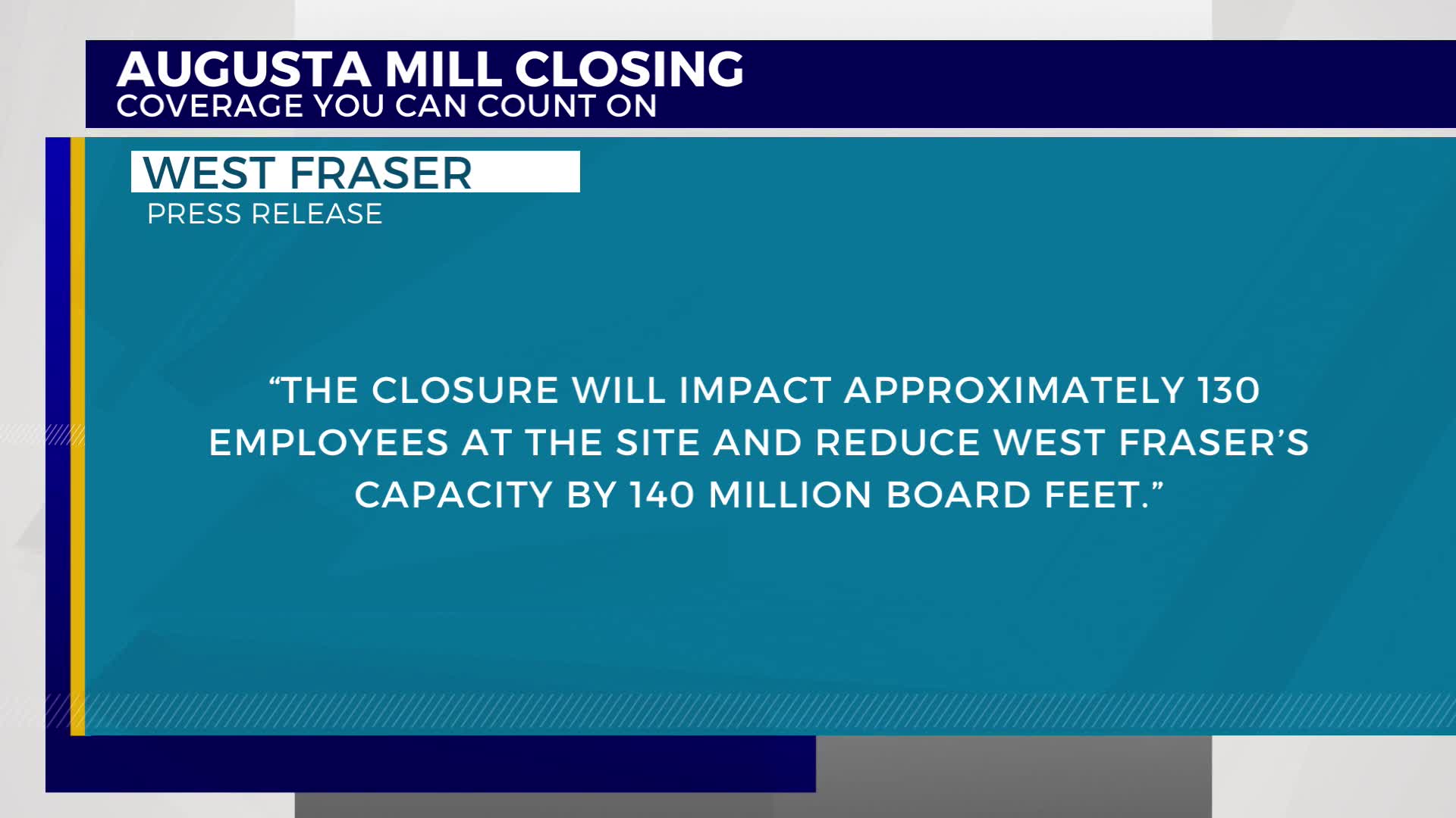 West Fraser mill in Augusta to permanently close end of 2025 – WJBF