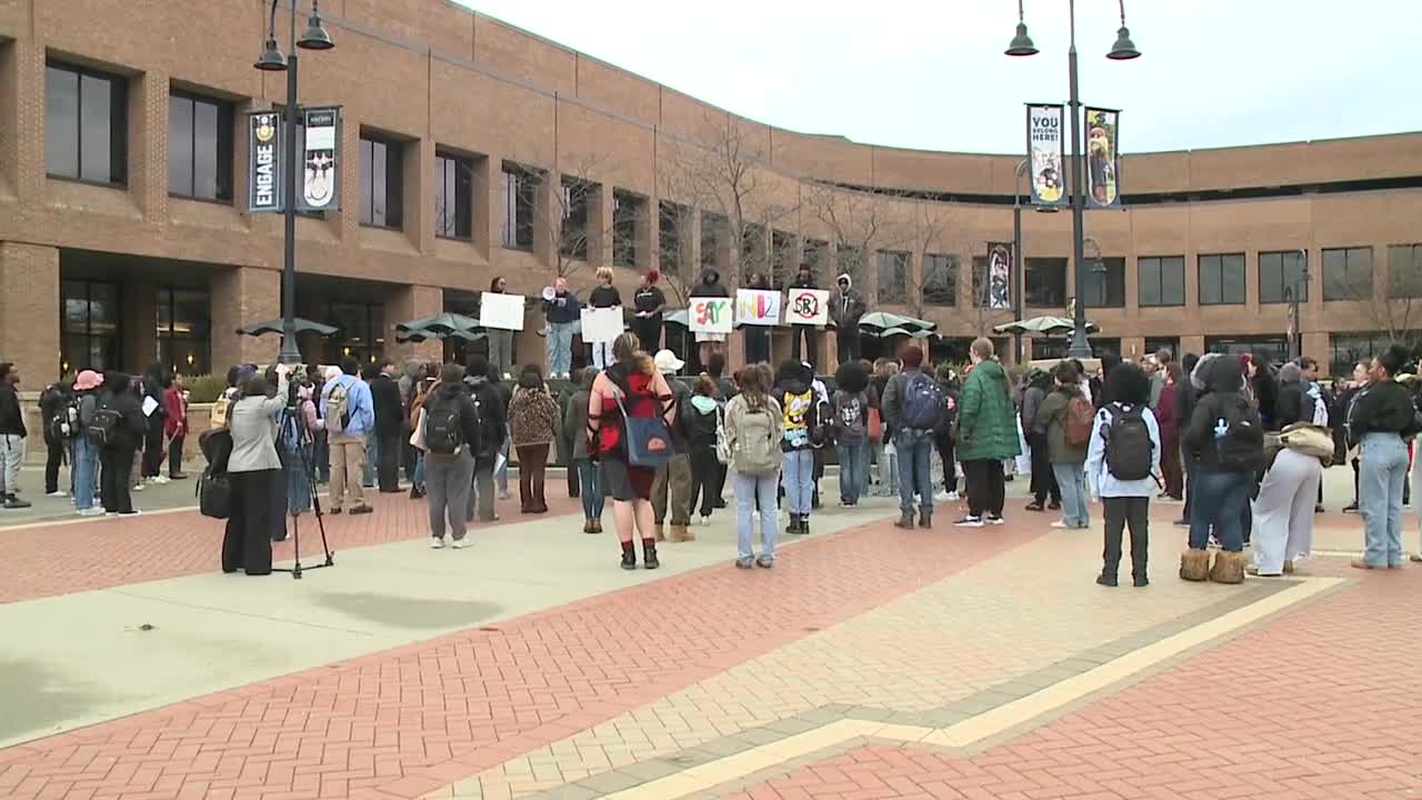 Kent State University students protest Ohio Senate Bill 1 to eliminate ...