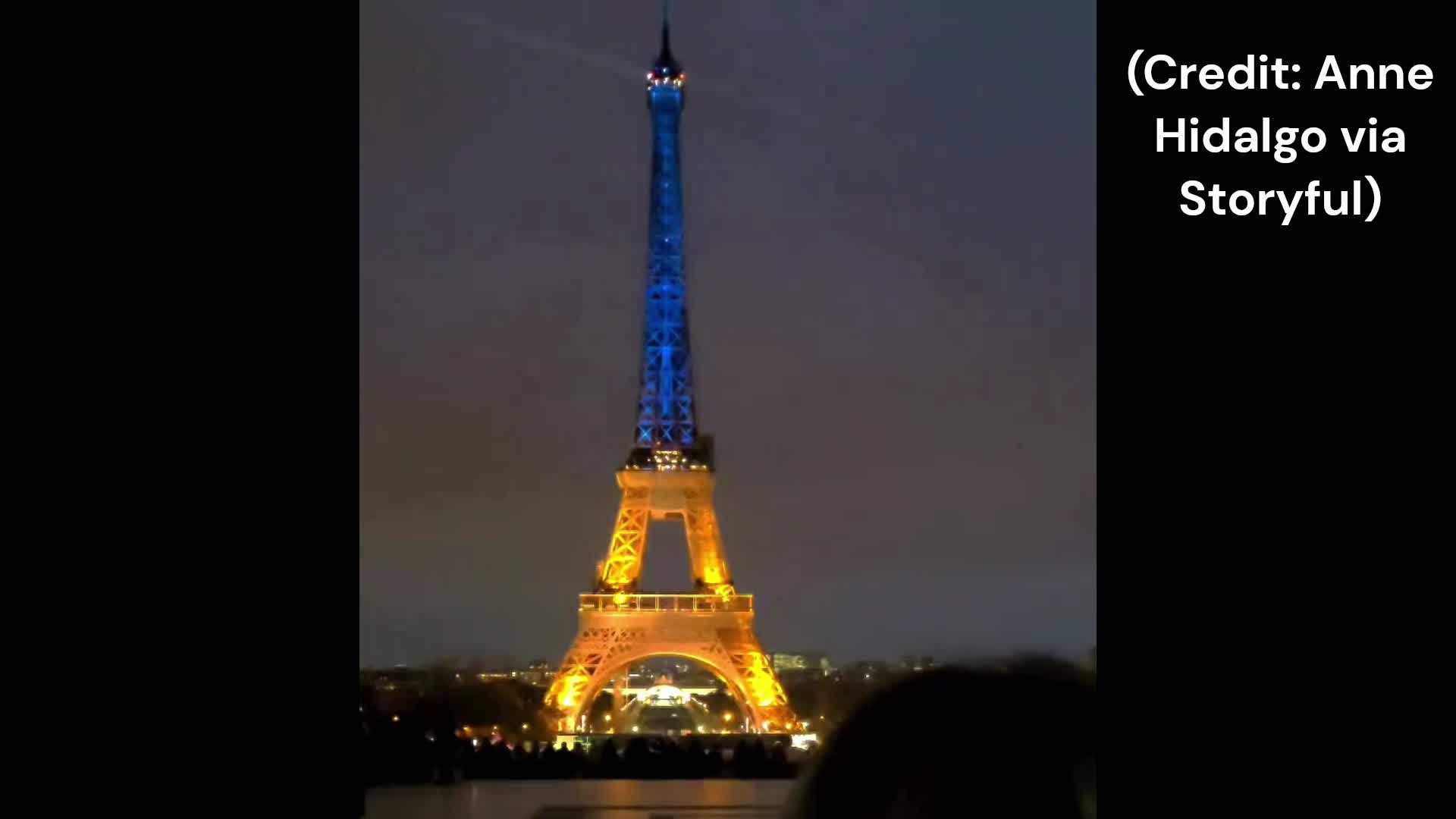 Eiffel Tower lights up in Ukrainian colors on eve of war anniversary ...