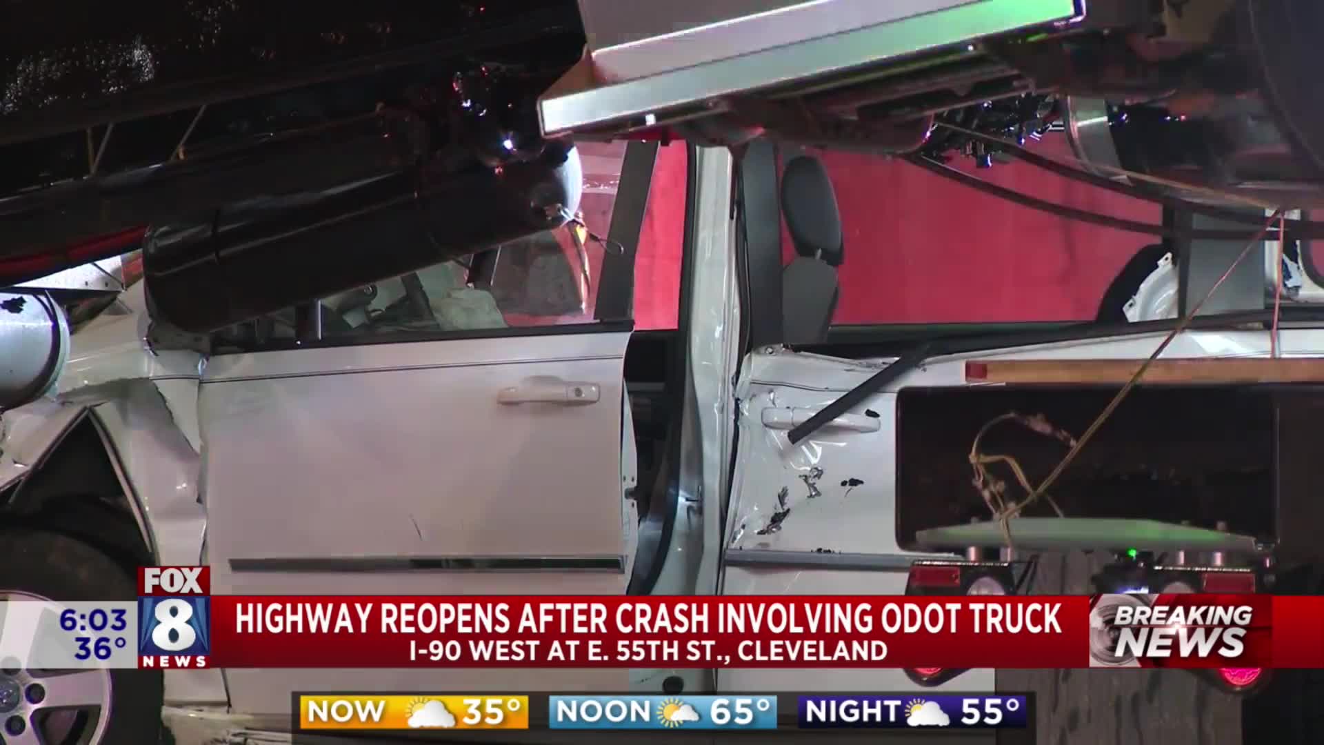 Crash involving ODOT truck on I-90 – Fox 8 Cleveland WJW