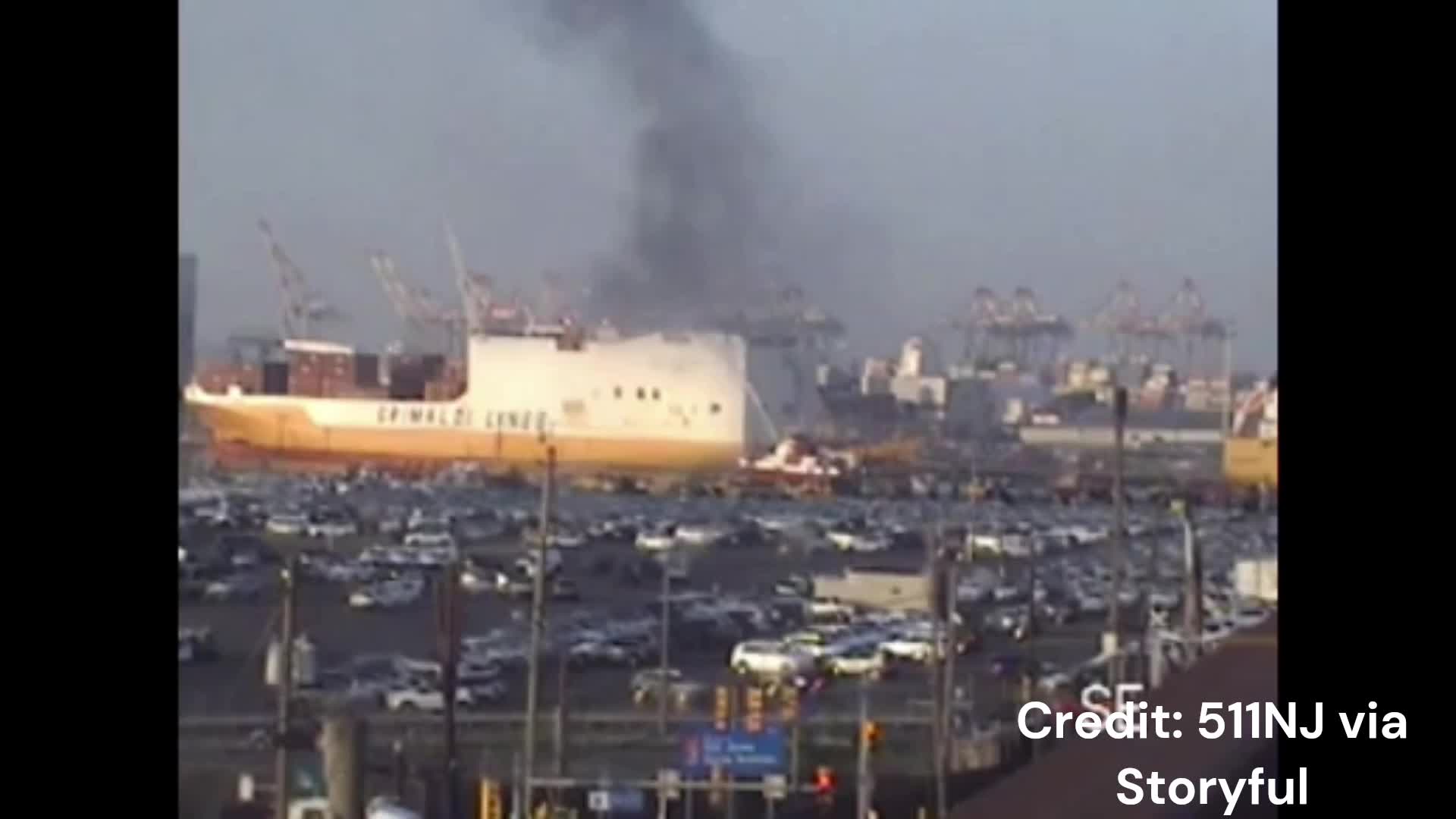 New Jersey firefighters killed in ship fire (Credit: 511NJ via Storyful ...
