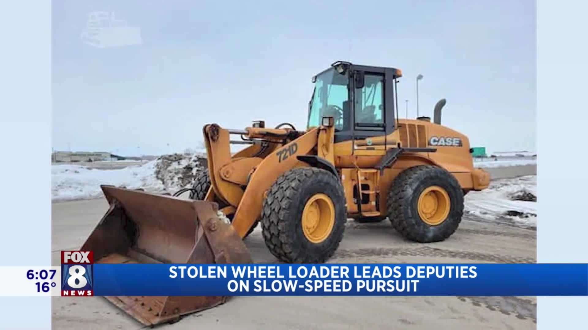Stolen wheel loader leads local officials on a slow-speed chase – Fox 8 ...