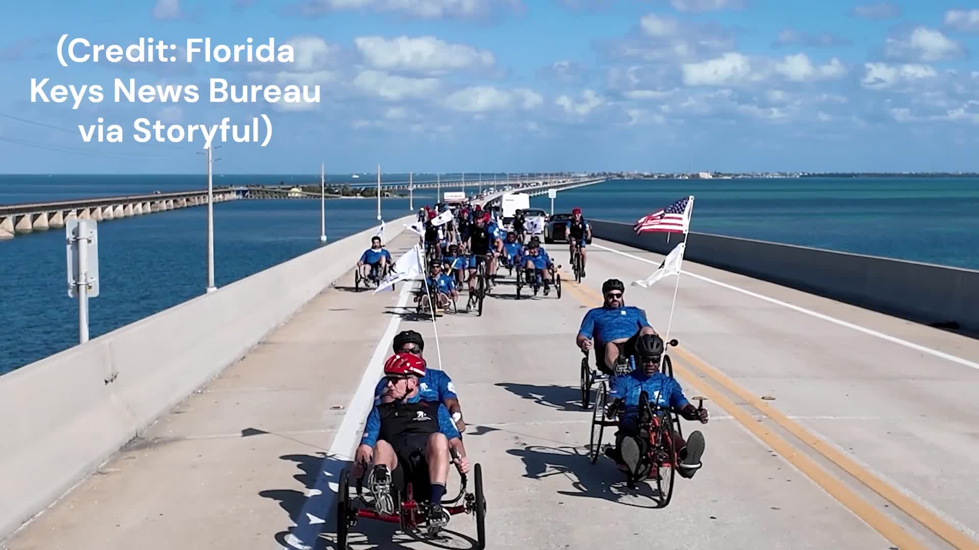 Wounded military veterans cycle across Florida Keys’ Seven Mile Bridge ...