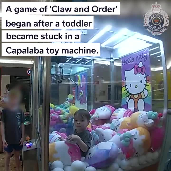 Toddler trapped in claw machine (Courtesy: Queensland police) – Fox 8 ...